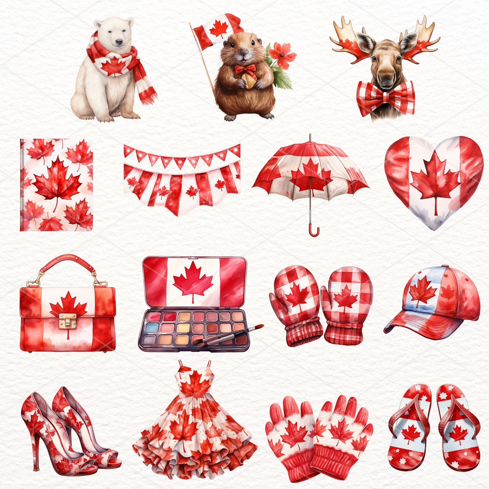 Canada Day Clipart, Canada Day PNG, Watercolor Clipart, 1st of July ...