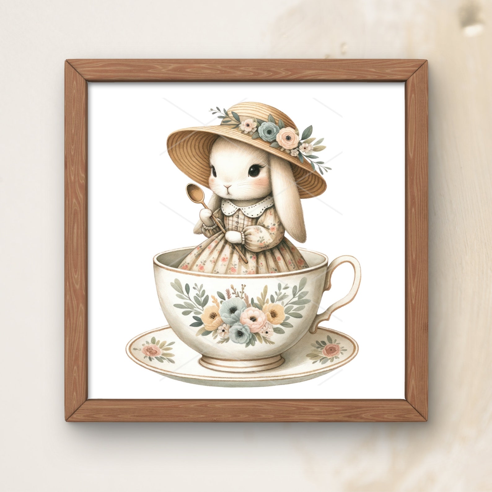 Bunny Tea Party Watercolor Clipart, Cute Bunny Clipart, Tea Time ...