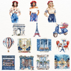 Watercolor Spring in Paris Clipart: Parisian Lifestyle PNG (digital ...
