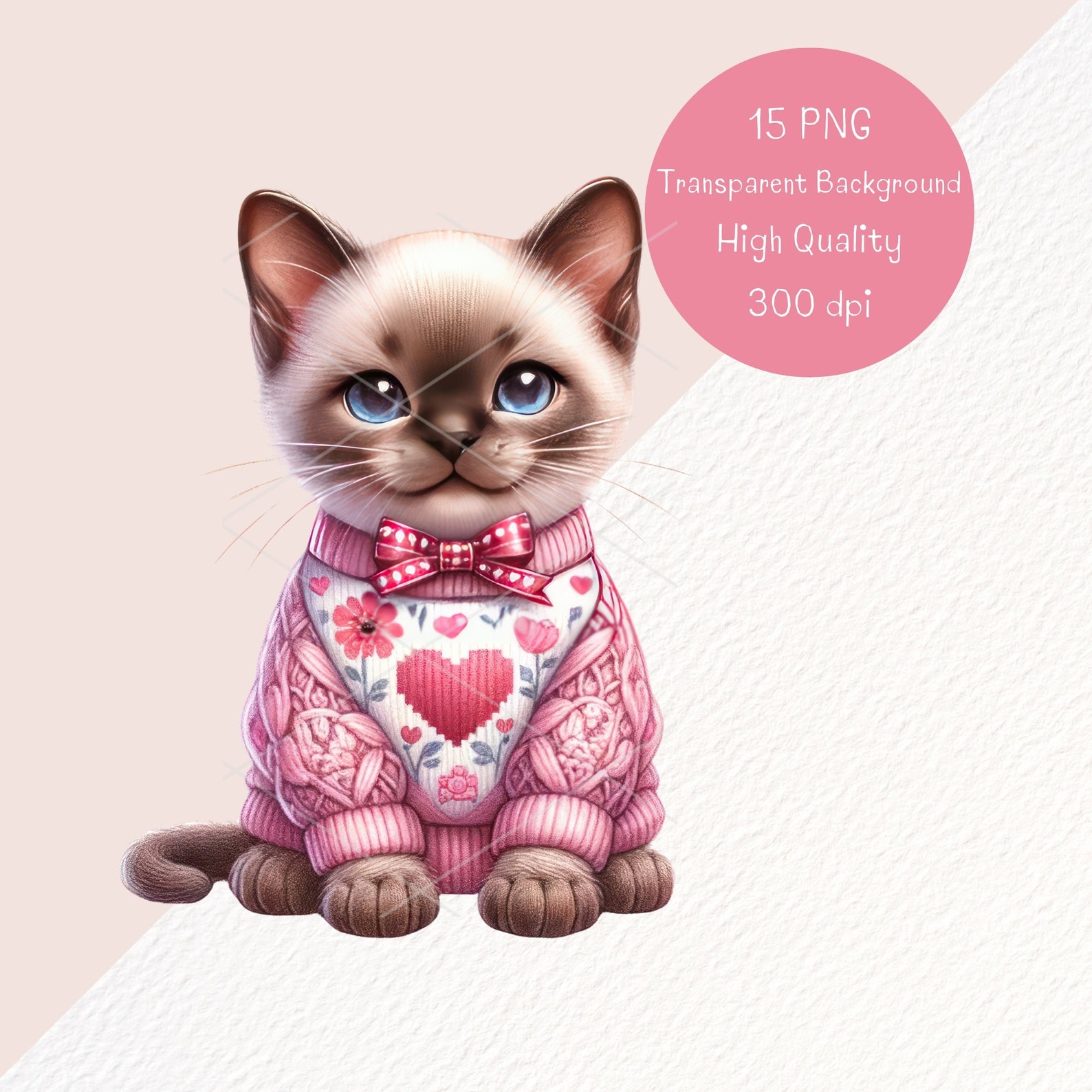 Watercolor Cat Valentine Clipart, Kitten PNG (digital Download) - Etsy