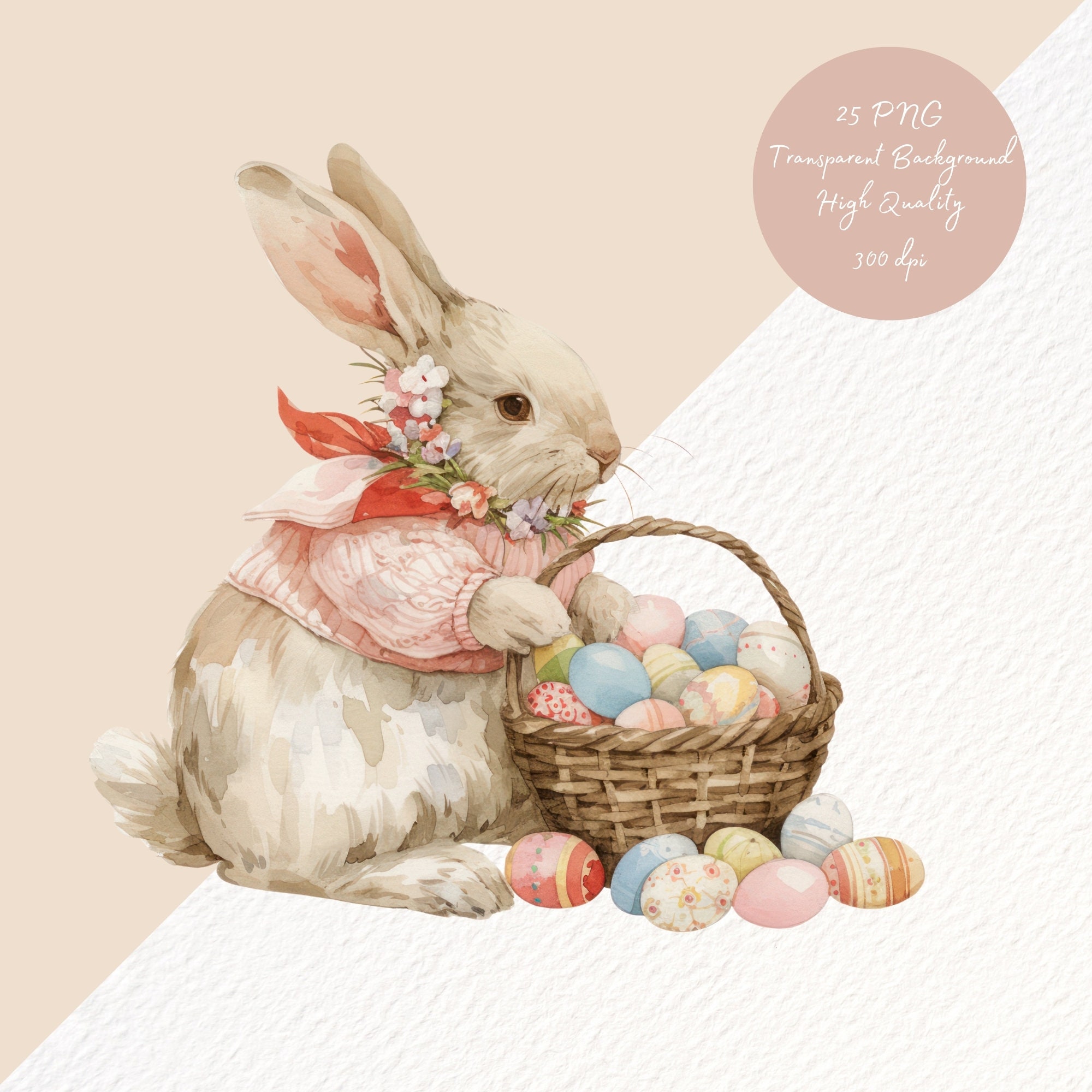 Watercolor Easter Bunny Clipart, Easter PNG, Easter Clipart, Cute ...