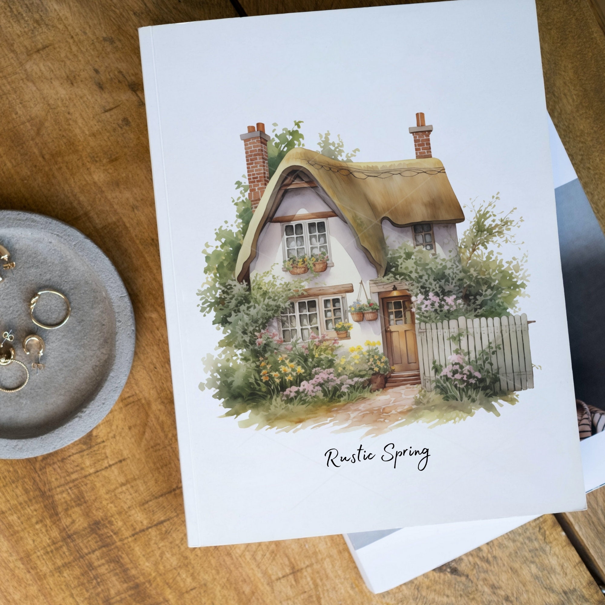 Rustic Spring Watercolor Clipart, Cottagecore Clip Art PNG, Spring ...