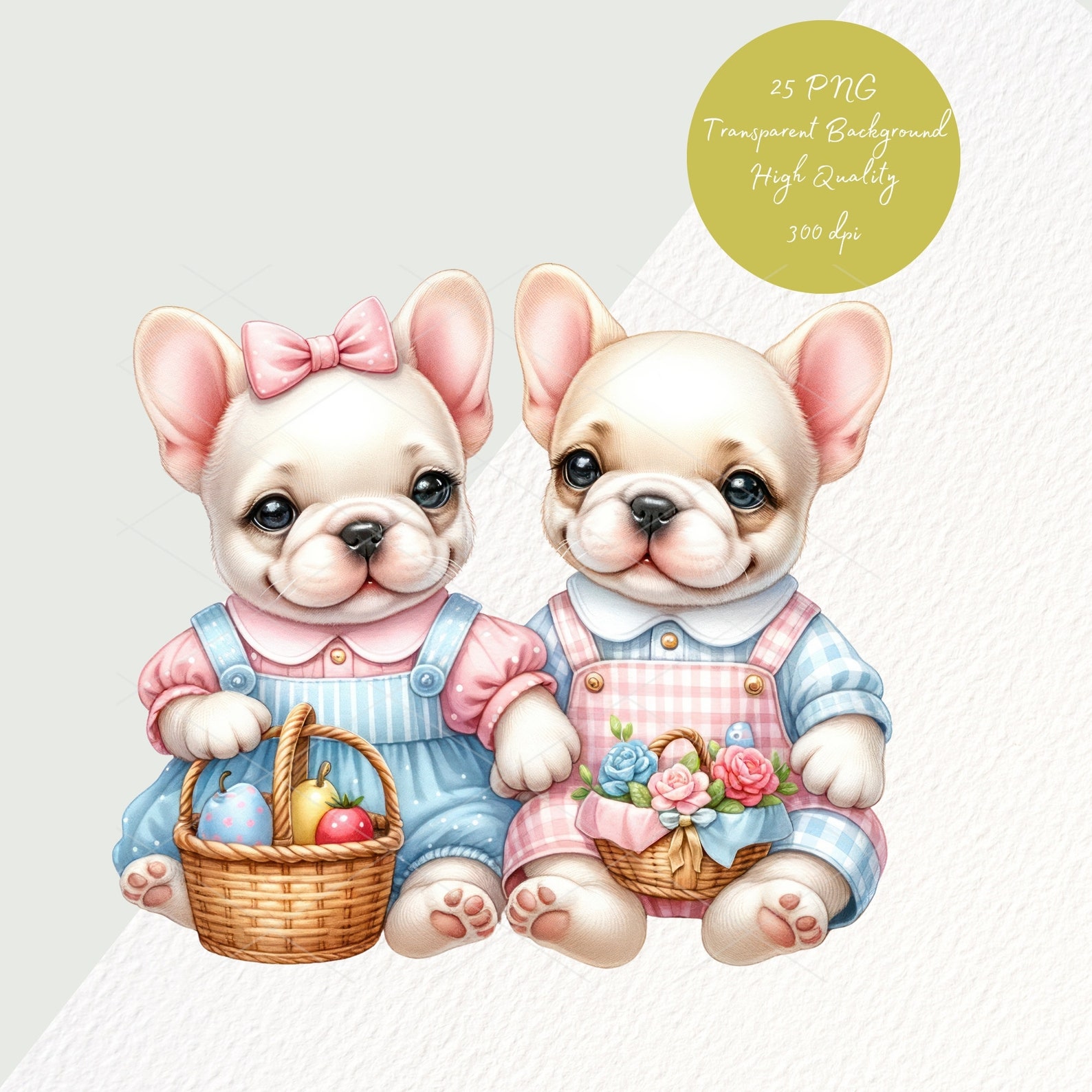 Spring Clipart Bundle PNG, French Bulldog Clipart, Cute Frenchie ...