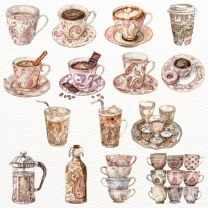 Watercolor Coffee Lover Clipart, Coffee PNG, Coffee Shop, Retro Coffee ...