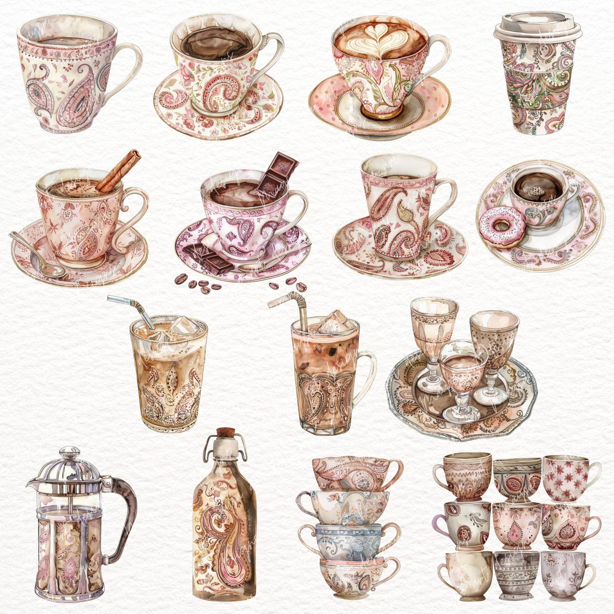 Watercolor Coffee Lover Clipart, Coffee PNG, Coffee Shop, Retro Coffee ...