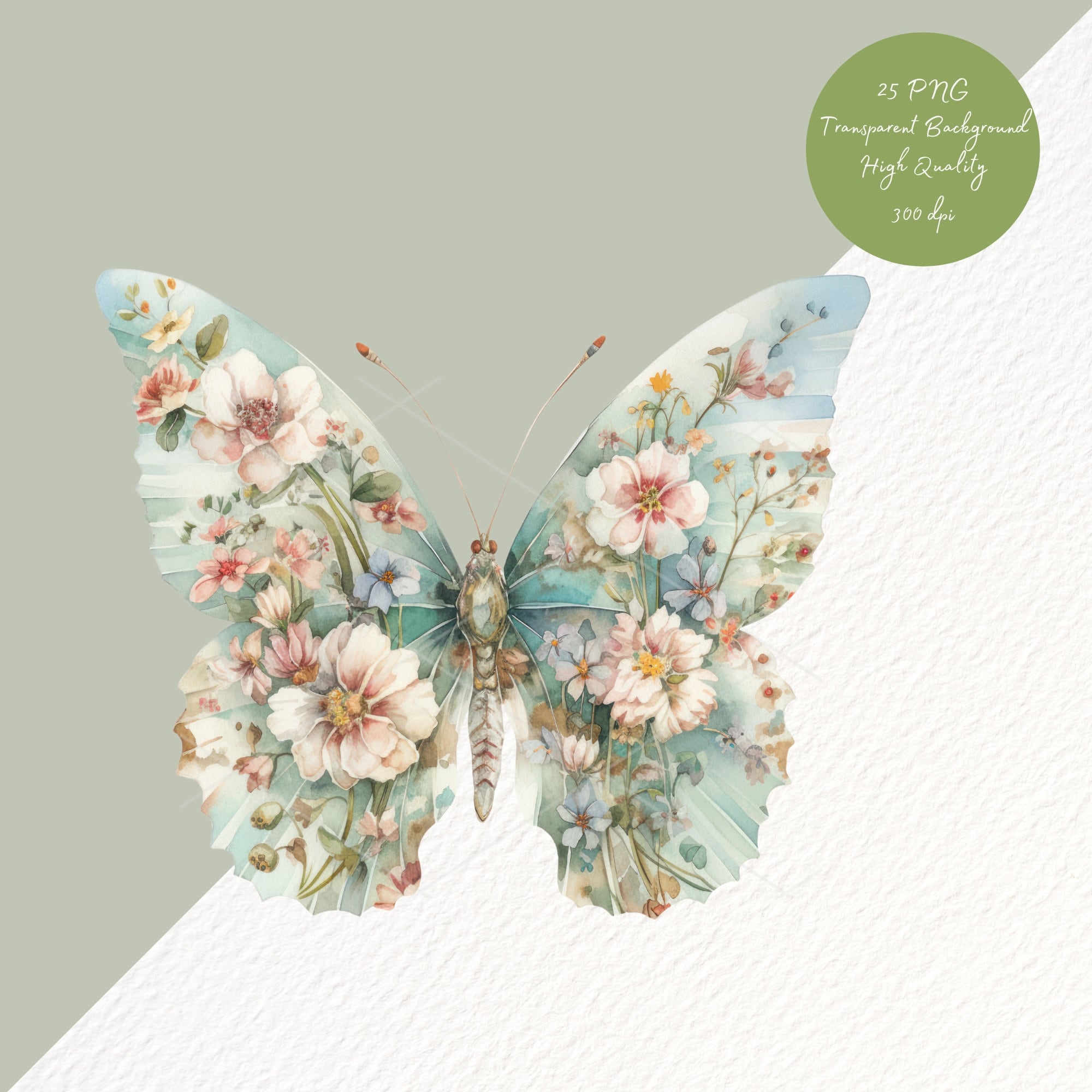 Watercolor Butterfly Clipart: Spring Insect PNG Illustrations (digital ...
