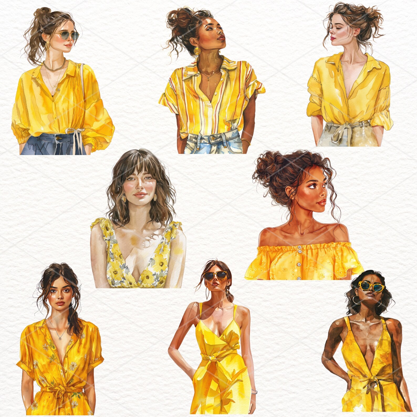 Watercolor Summer City Clipart, Summer Clipart, City Girl, Travel ...