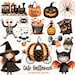 Watercolor Cute Halloween Clipart, Spooky PNG, Black Cat Trick or Treat ...