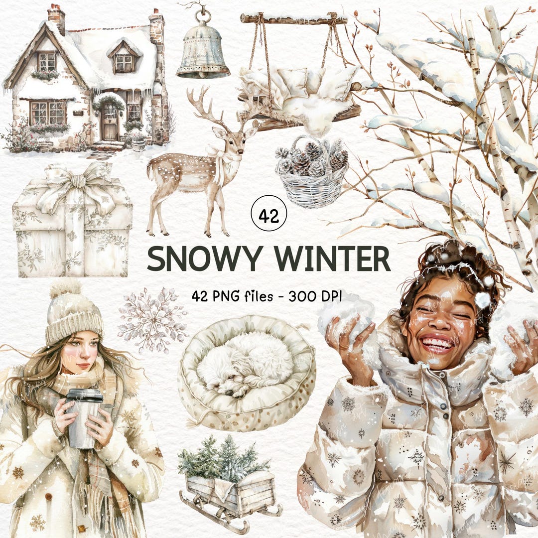 Watercolor Winter Snowy Clipart, Winter Illustrations, Cozy Winter ...