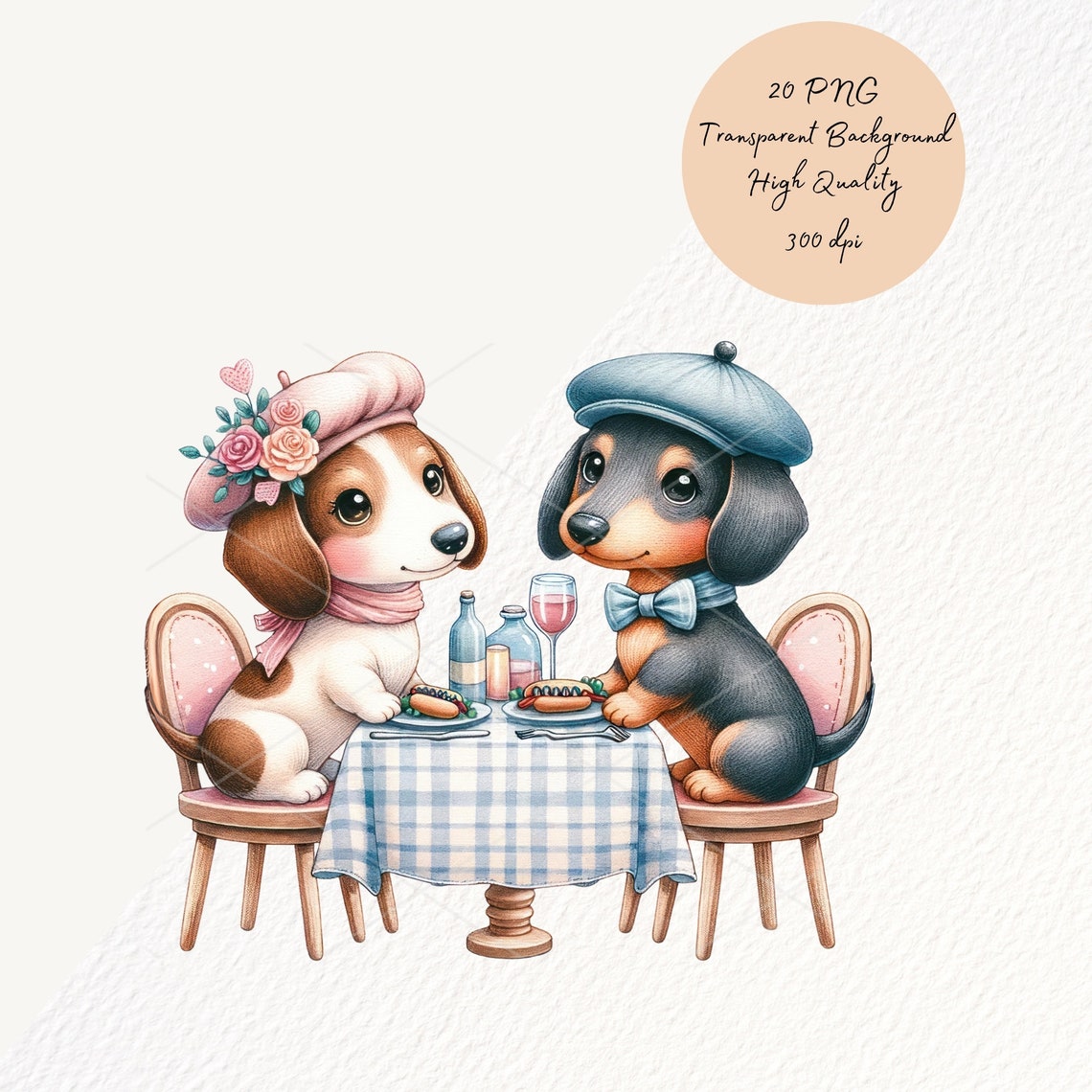 Dachshund Valentine Watercolor Clipart, Valentine Dog PNG, Valentines ...