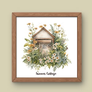 Watercolor Summer Cottage Clipart, Cottagecore Clipart, Watercolor ...