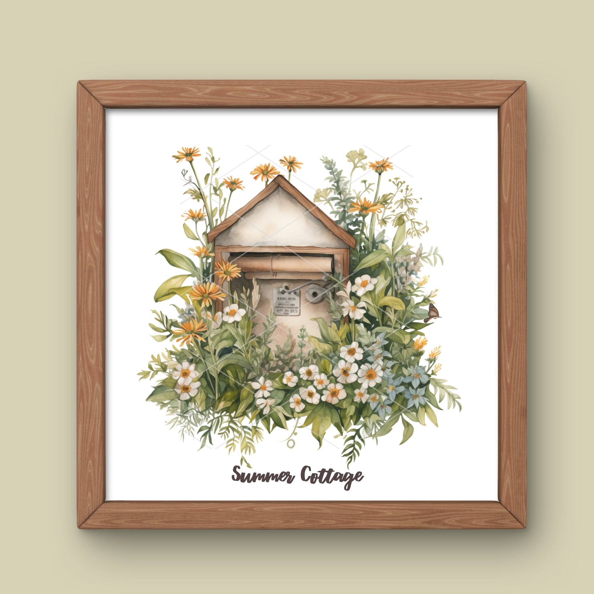 Watercolor Summer Cottage Clipart, Cottagecore Clipart, Watercolor ...