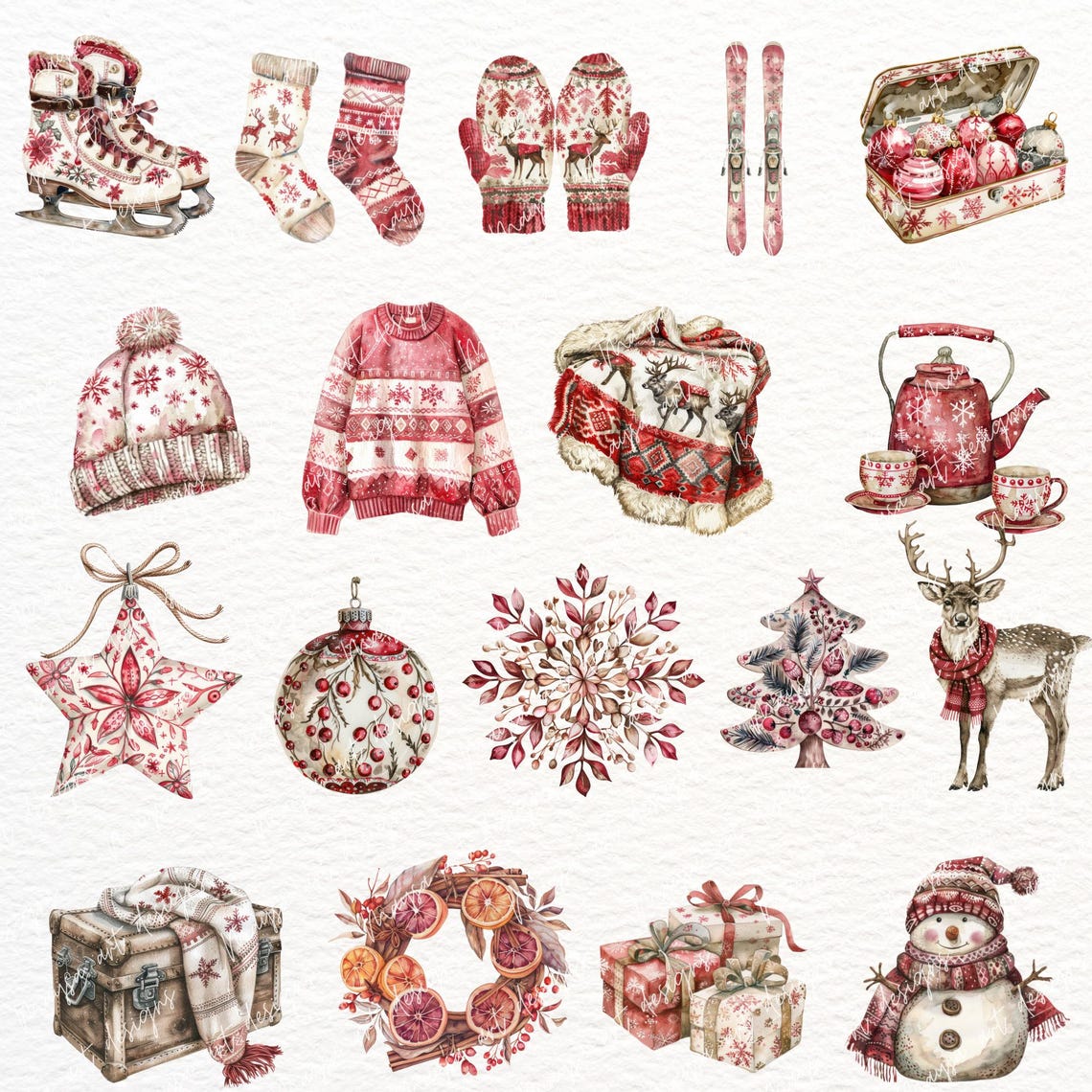 Watercolor Winter Clipart, Cozy Cottagecore PNG Stickers (digital ...