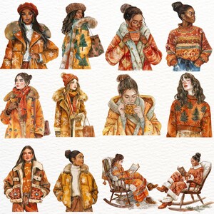 Watercolor Winter Clipart: Cozy Holiday PNG Stickers (digital Download ...