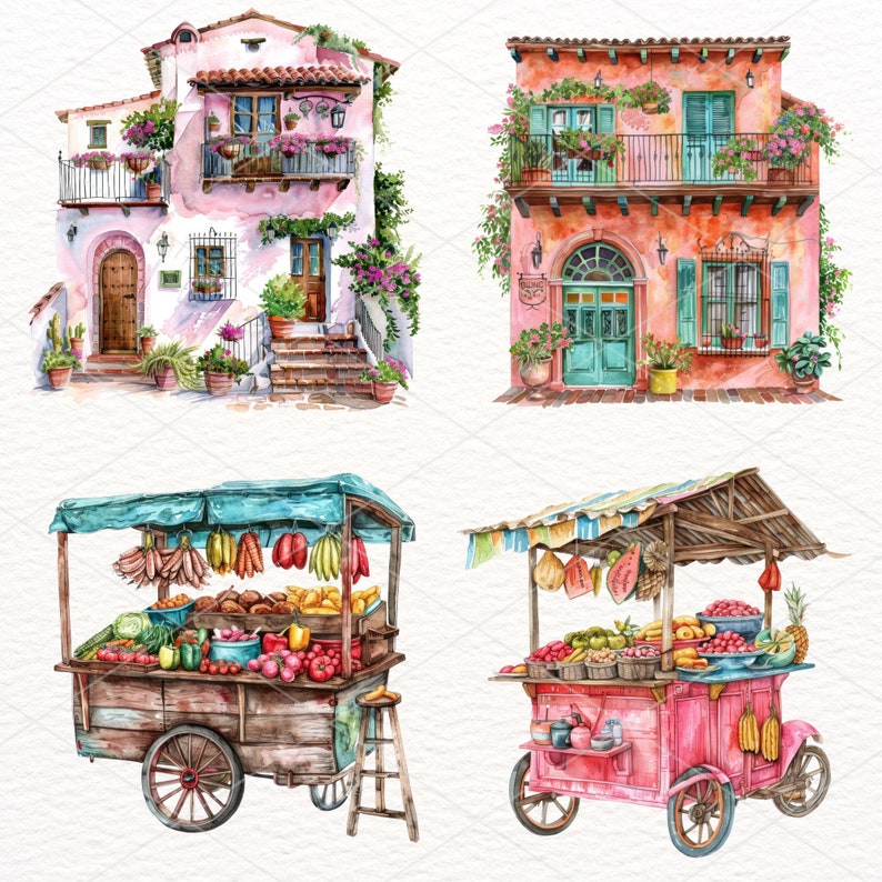 Watercolor Hispanic Heritage Clipart: Latino Festival PNG (digital ...