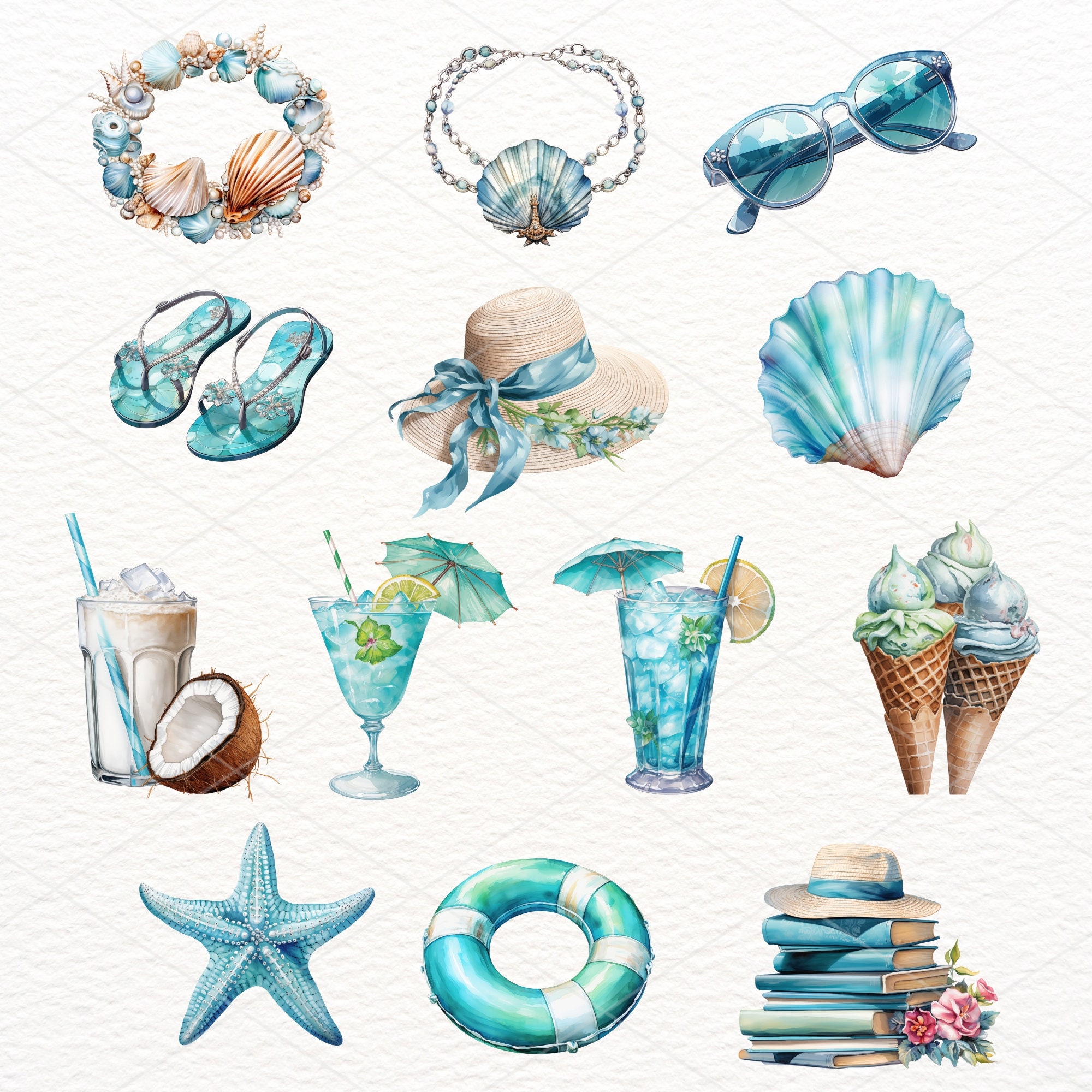 Summer Beach Watercolor Clipart, Summer Clipart, Summer Girl PNG ...