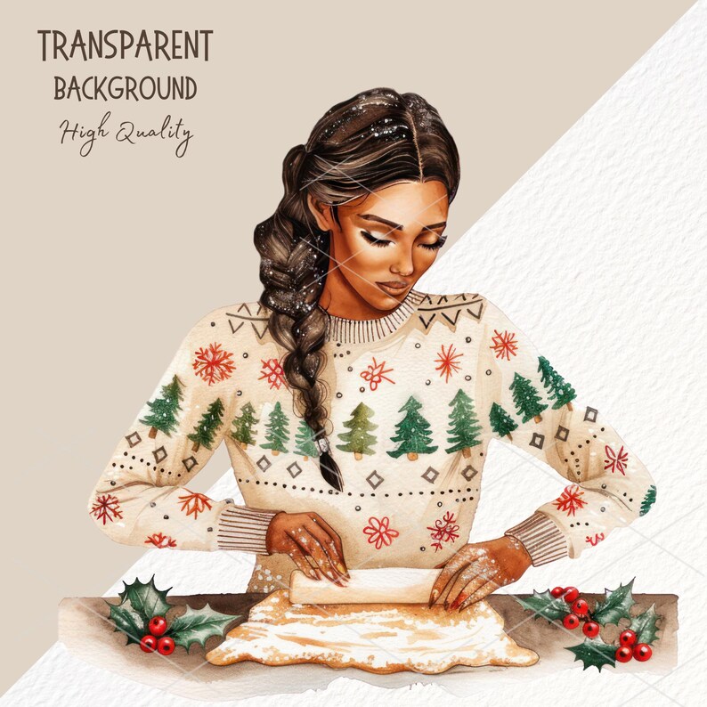 Watercolor Christmas Baking Clipart, Holiday Baking, Cozy Christmas ...