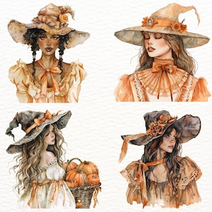 Watercolor Halloween Clipart, Spooky Season, Witch, Ghost, Bat ...