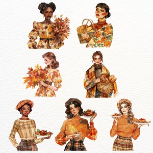 Watercolor Thanksgiving Day Clipart, Autumn Fall Holiday, Retro ...