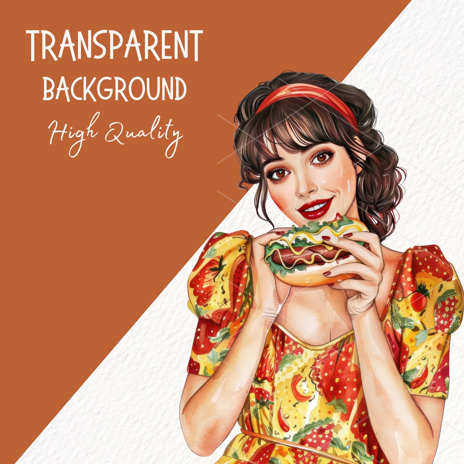 Watercolor Hot Dog Clipart, Hot Dog PNG Fast Food Clipart, Summer Food ...