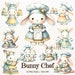 Bunny Chef Watercolor Clipart, Cute Bunny Clipart, Cute Rabbit PNG ...