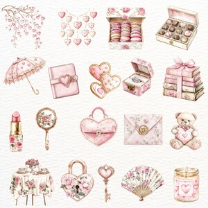 Watercolor Sweet Valentine Clipart, Valentines PNG Romantic Clip Art ...