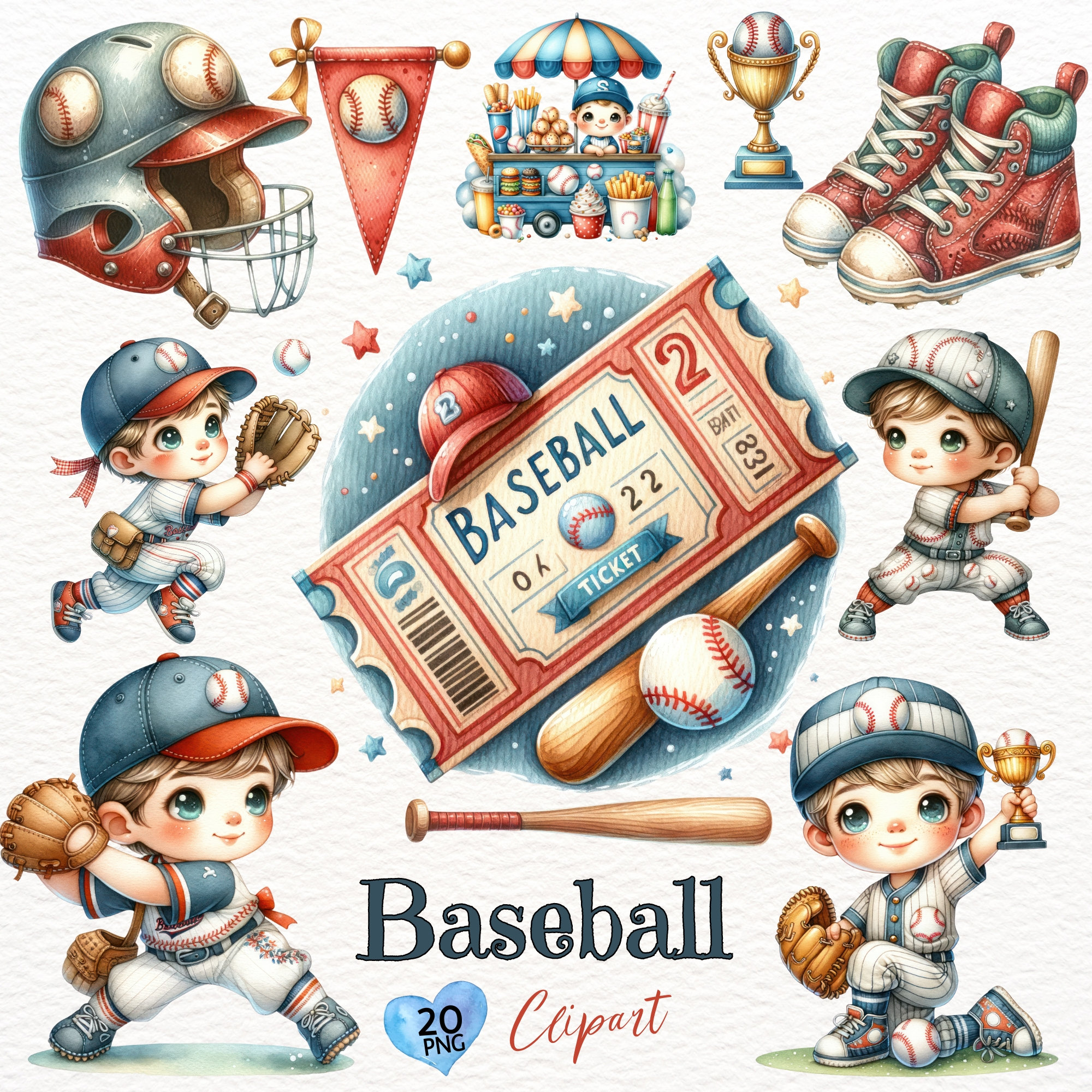 Watercolor Baseball Clipart, Baseball Clip Art, Baseball Bat, Sports ...