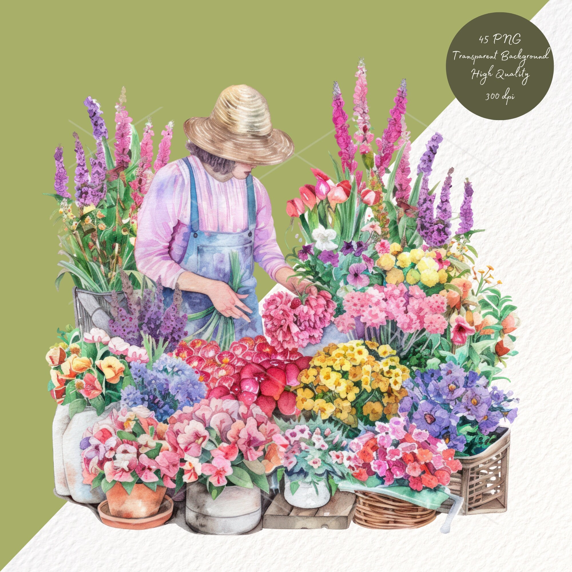 Gardening Watercolor Clipart, Spring Garden, Summer Garden, Gardening ...