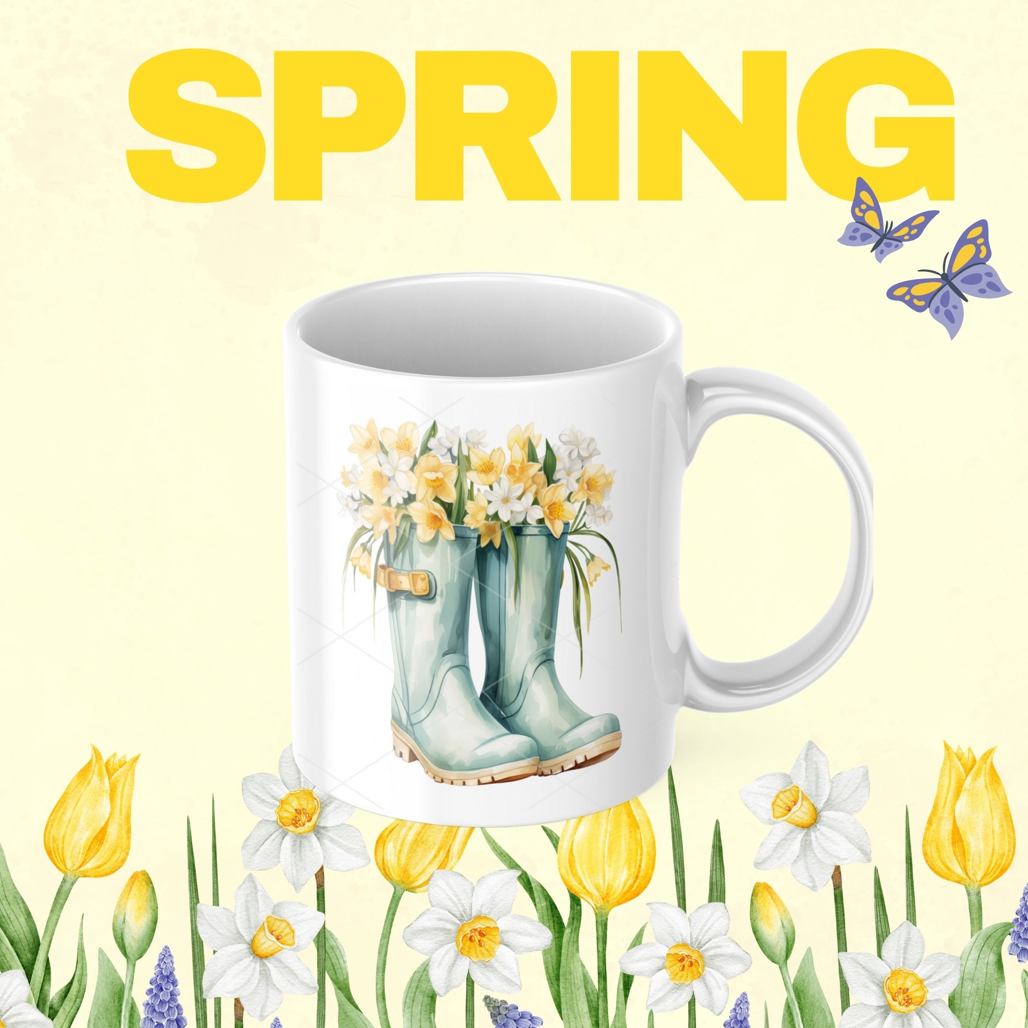 Spring Day Watercolor Clipart, Cozy Spring Graphic, Cottagecore Clip ...