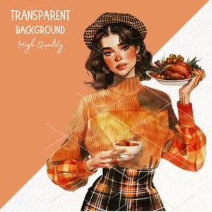 Watercolor Thanksgiving Day Clipart, Autumn Fall Holiday, Retro ...