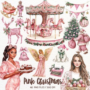 Watercolor Pink Christmas Clipart, Blush Christmas Blush Christmas PNG ...
