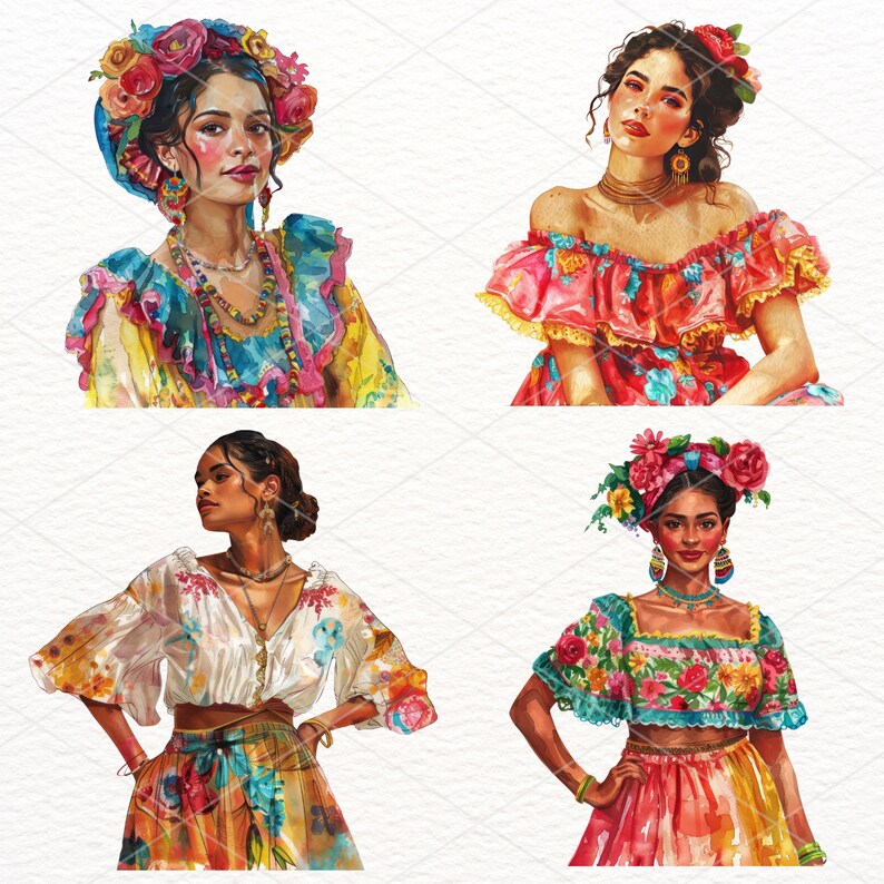Watercolor Hispanic Heritage Clipart: Latino Festival PNG (digital ...