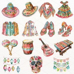 Watercolor Hispanic Heritage Clipart: Latino Festival PNG (digital ...