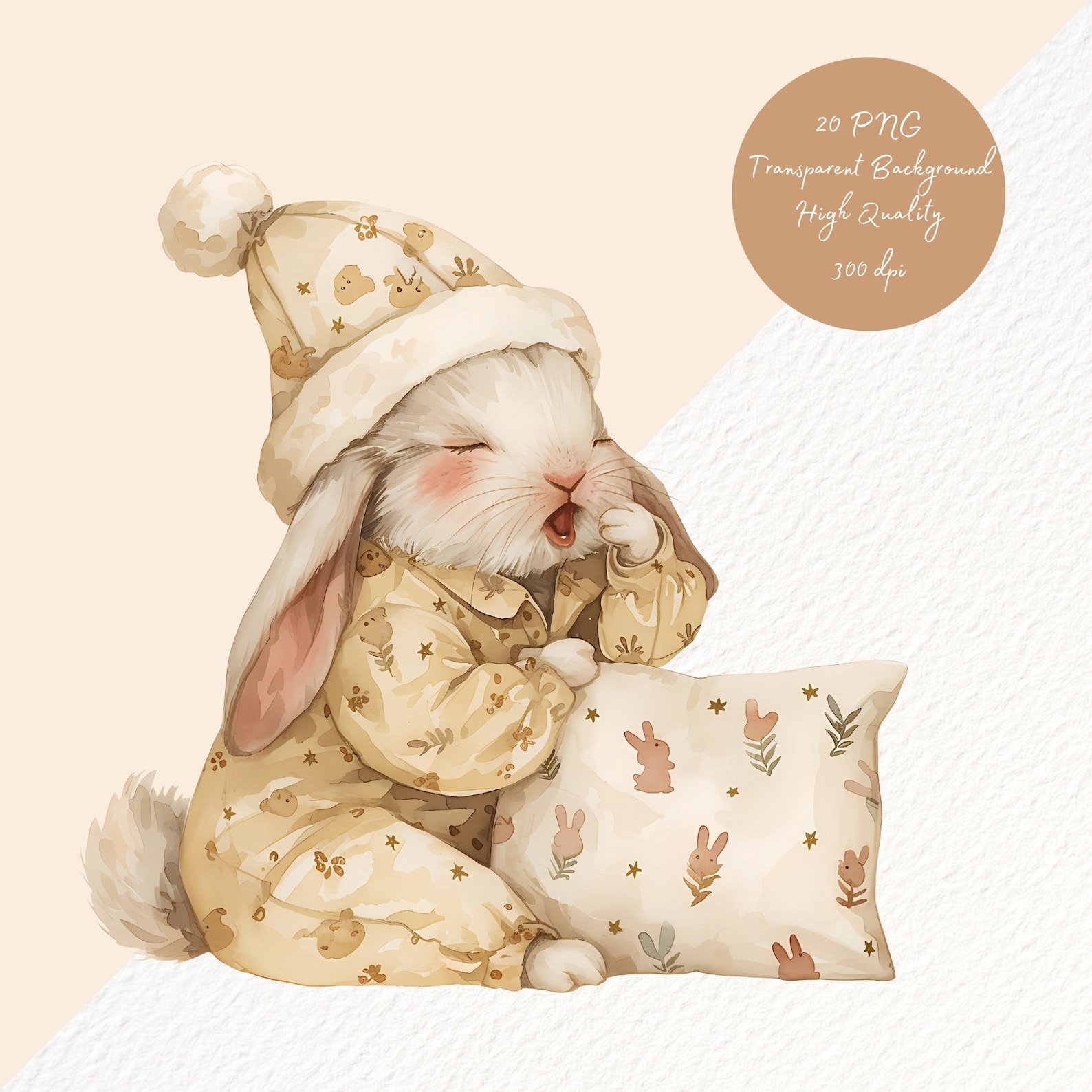 Cute Watercolor Bunny Clipart, Sleeping Bunny PNG, Boho Bunny Clipart ...
