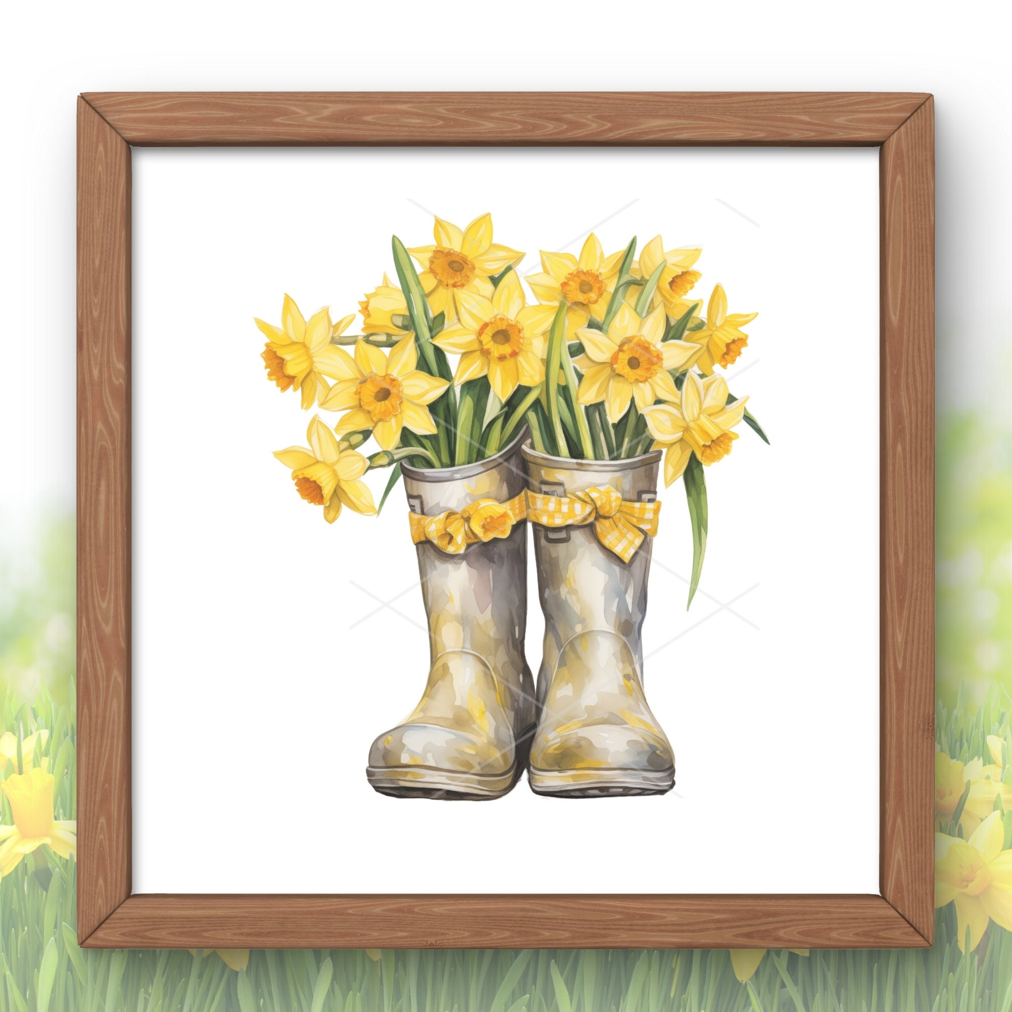 Spring Daffodil Flowers Watercolor Clipart Bundle, Floral PNG Clipart ...