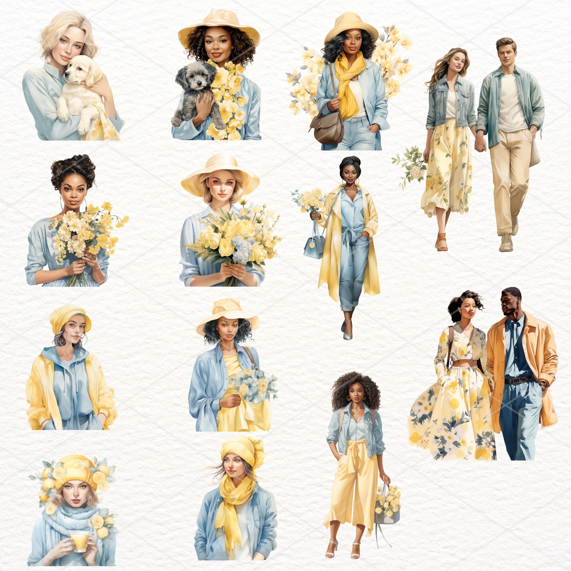 Spring Day Watercolor Clipart, Cozy Spring Graphic, Cottagecore Clip ...