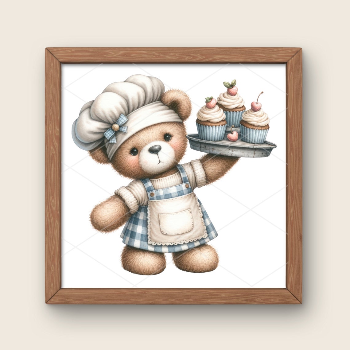 Chef Teddy Bear Watercolor Clipart, Nursery Clipart, Card Making, Cute ...