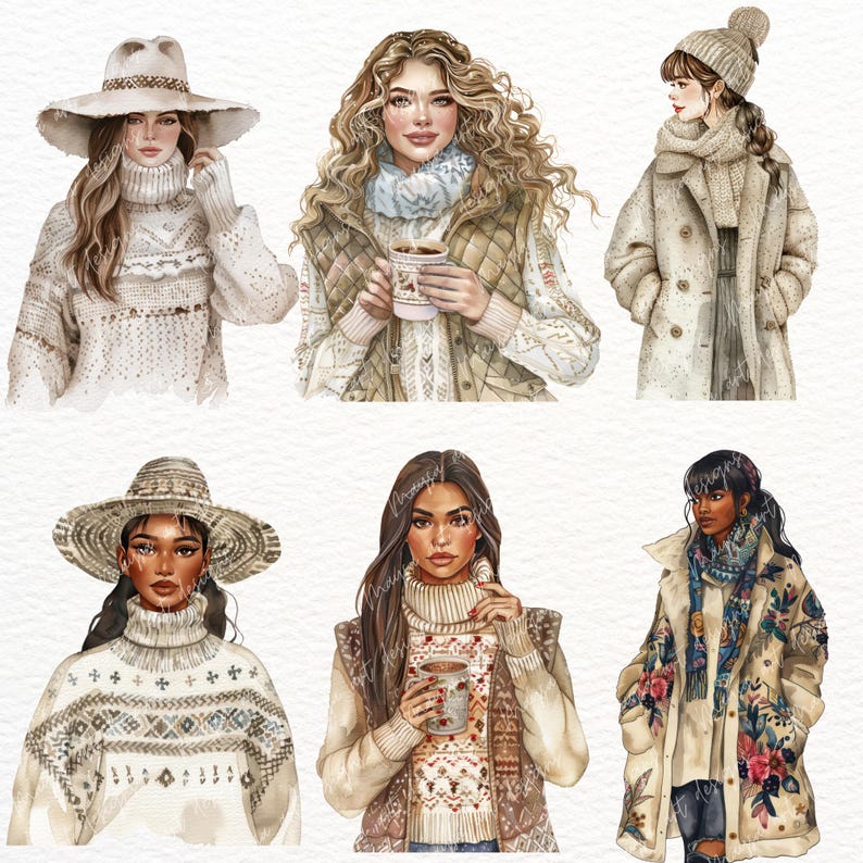 Watercolor Cozy Winter Clipart Neutral Winter, Winter Cabin, Holidays ...