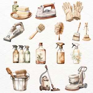 Watercolor Cleaning Day Clipart, Neutral Cleaning PNG, Cleaning ...