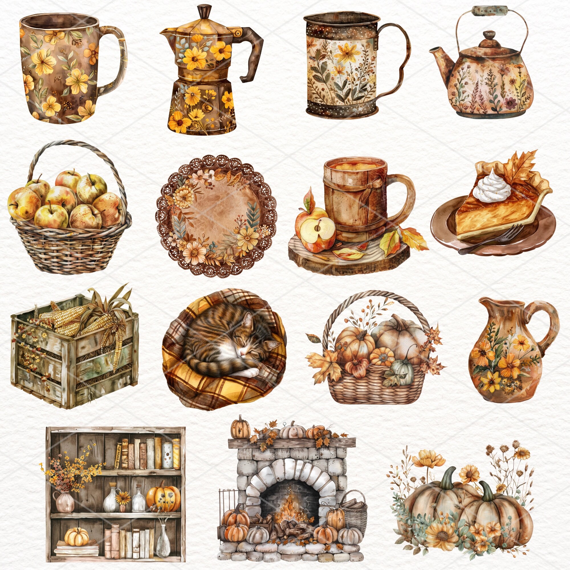 Watercolor Welcome Fall Clipart, Fall Graphics, Autumn PNG, Cozy Fall ...