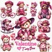 Watercolor Valentine Teddy Bear Clipart, Valentines Day Clipart ...