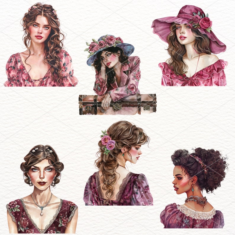 Watercolor Vintage Chic Clipart, Antique Clipart, Vintage Items ...