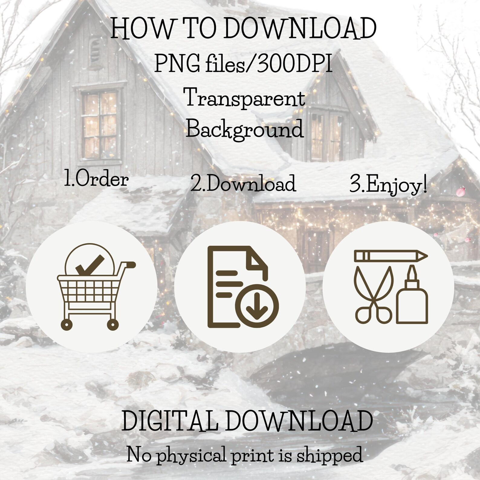 Watercolor Farmhouse Christmas Clipart: Rustic Winter PNG (digital ...