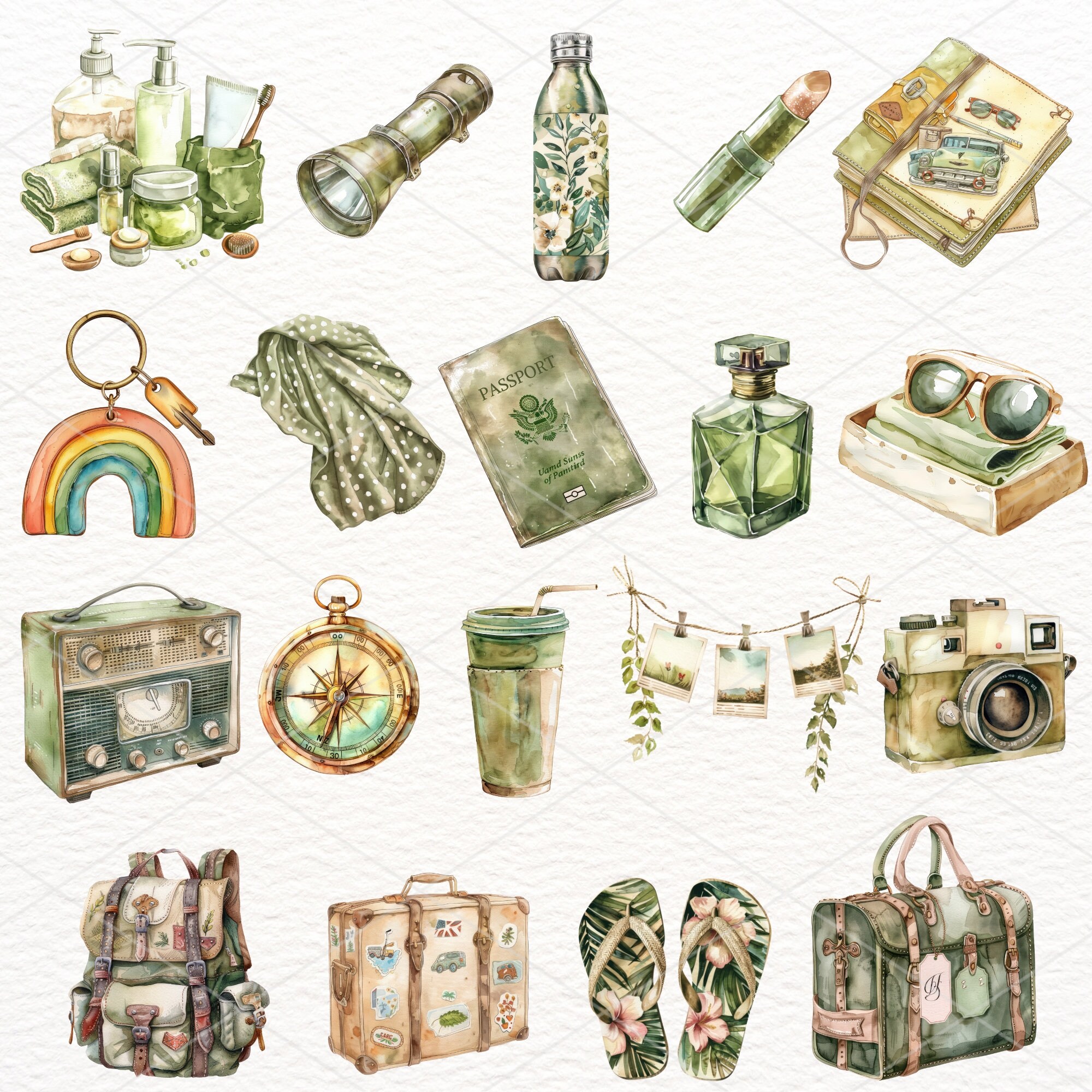 Watercolor Road Trip Clipart, Summer Elements, Travel Graphics ...