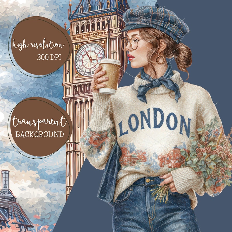 London Watercolor Clipart | British Travel Illustrations | London ...