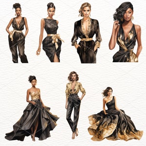 Watercolor Glamour Girl Clipart, Fashion Girls, Fashion Illustration ...