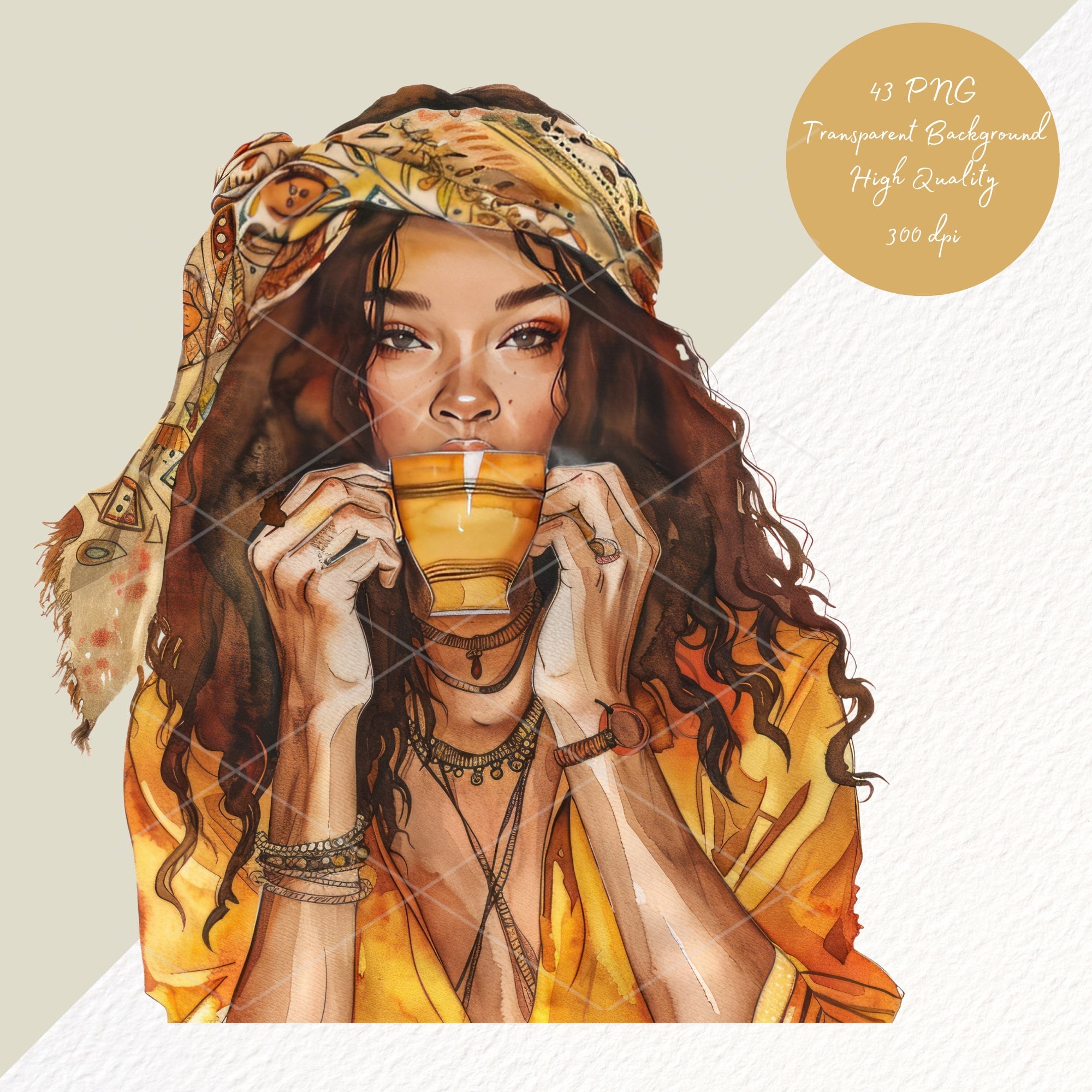 Watercolor Boho Coffee Clipart, Coffee Lover, Coffee Mug PNG, Barista ...