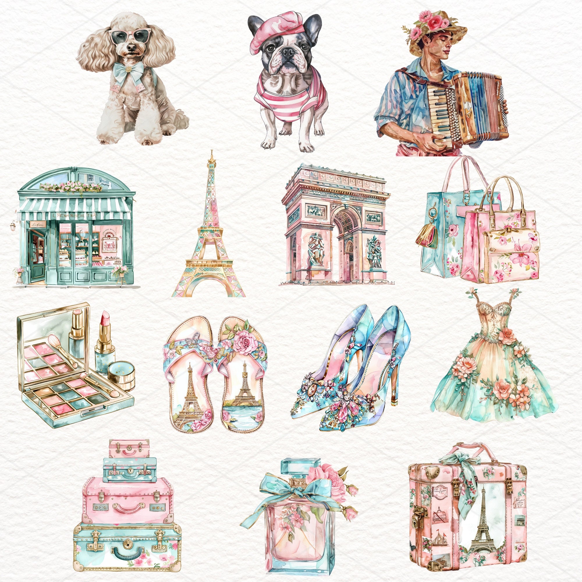 Watercolor Paris Clipart, Parisian Life, Summer Travel, Eiffel Tower ...
