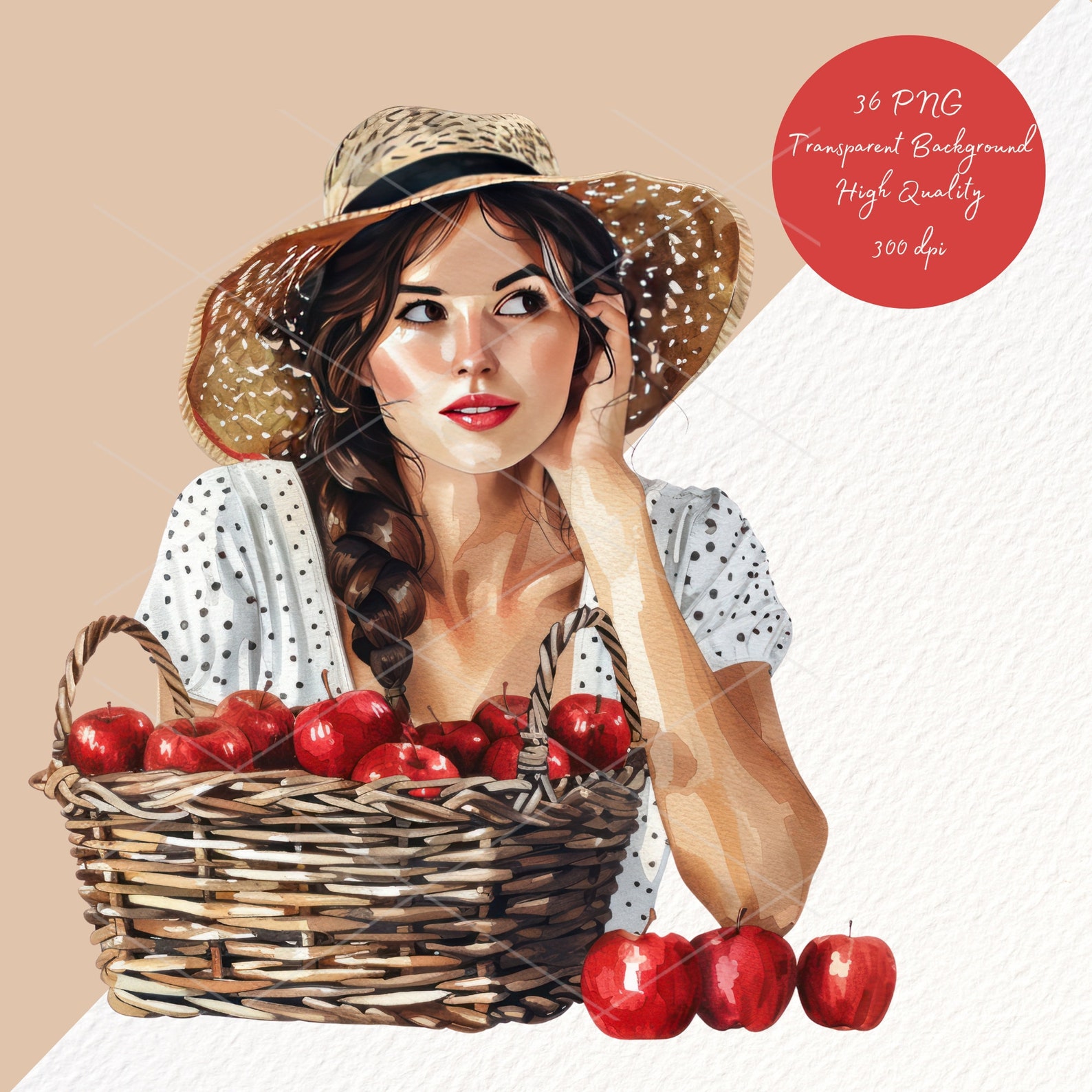 Watercolor Apple Farm Clipart: Summer Fruits Graphics (instant Download ...