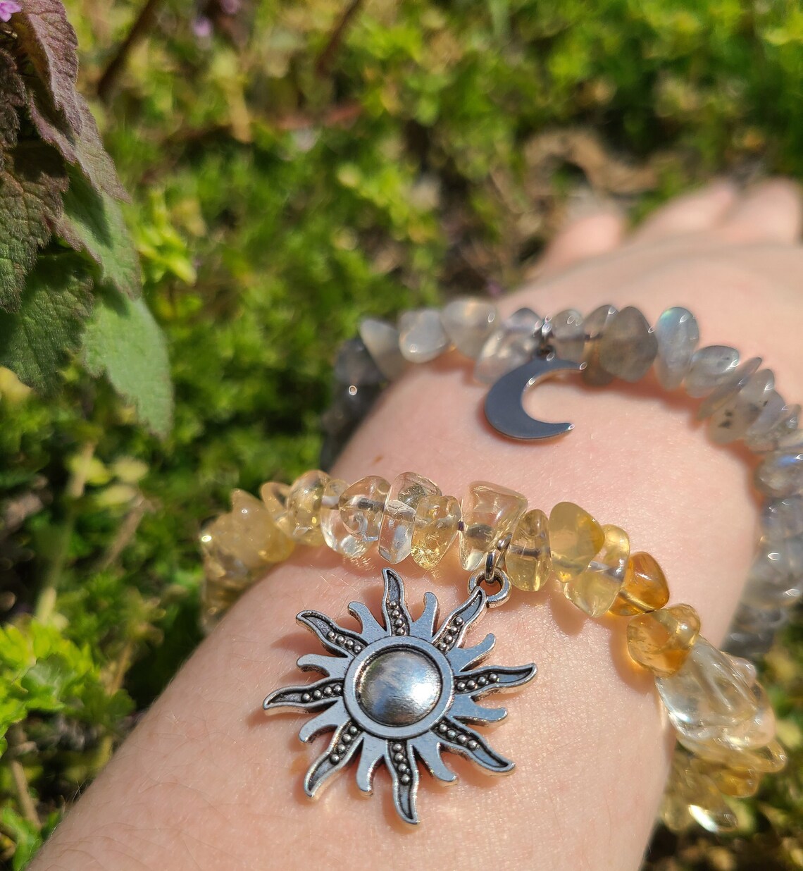 Sun and Moon Celestial Bracelet Pair - Etsy
